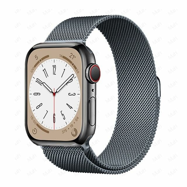 Ремешок миланcкий из нержавеющей стали Great Case Milanese Loop для Apple Watch 42/44/45/49 мм, на магните, серый металлик (18)