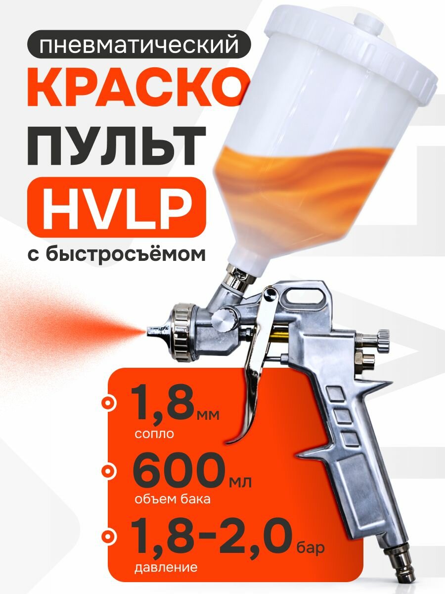 Краскопульт пневматический для компрессора, инструмент для покраски авто, ремонта и строительства 1,8 мм