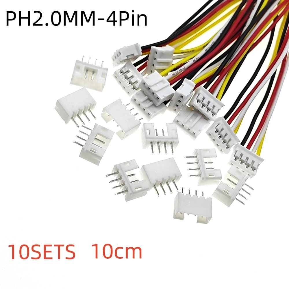 10 компл. Mini Micro JST 2,0 PH 4-контактный разъем с проводами Кабели 100 мм 10 см