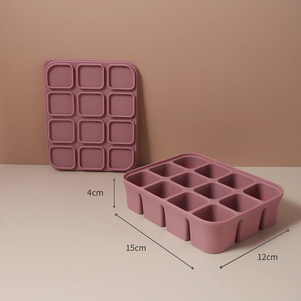 Силиконовая форма для льда с крышками Розовый, 12 grid zihong