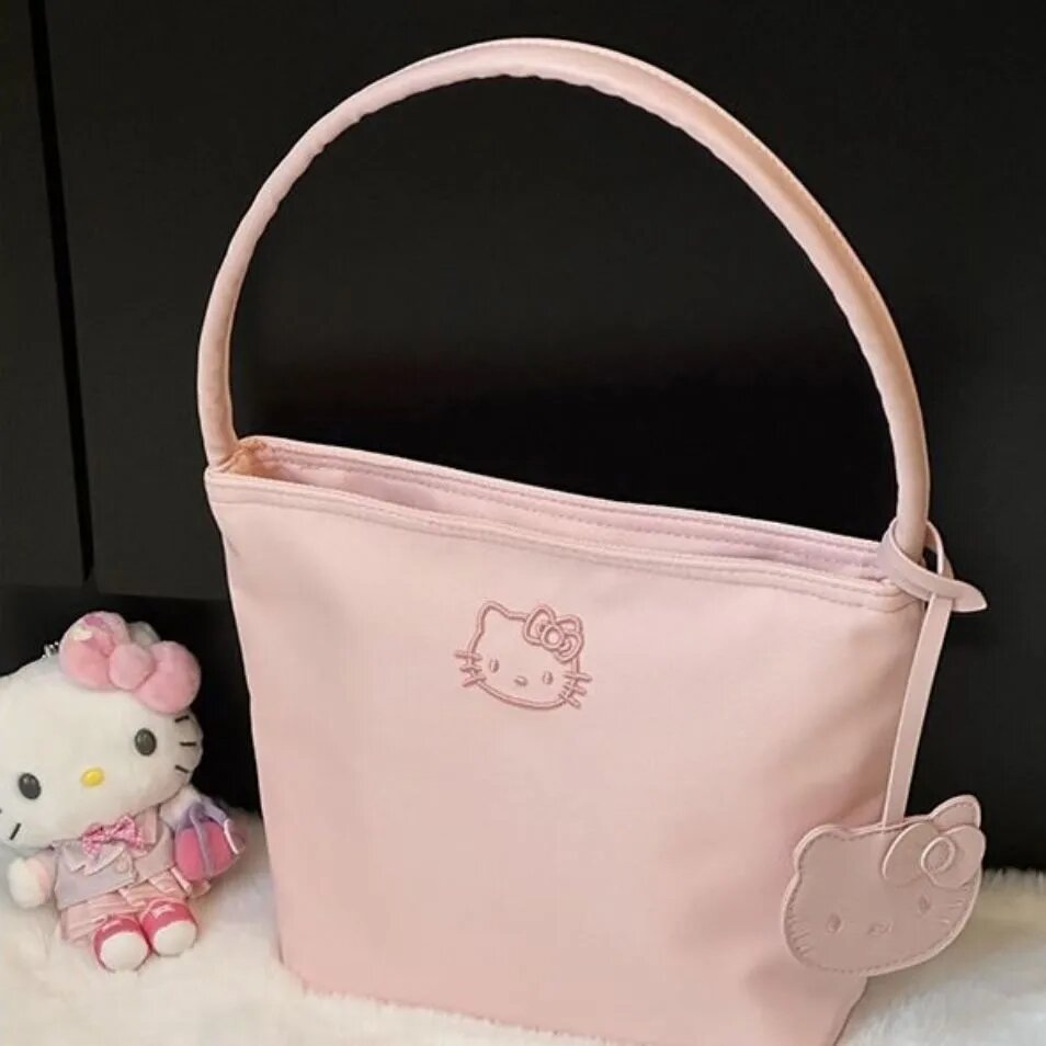 Hello Kitty Сумка шоппер розовая для девочки, женская, детская, модная, с брелком — фото 1