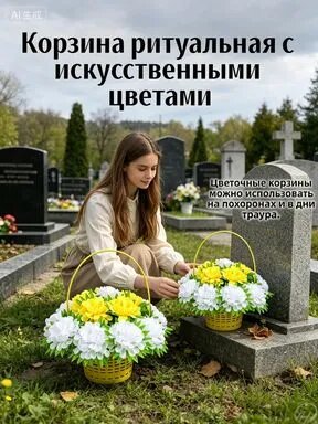 Эксклюзивный венок Хризантема 35 на 33 см для кладбища от Мастера Венков