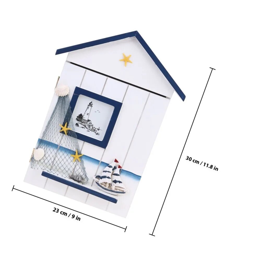 Ключница настенная деревянная белая с фоторамкой, 30.75х22.99х5.29 см, Китай — фото 1