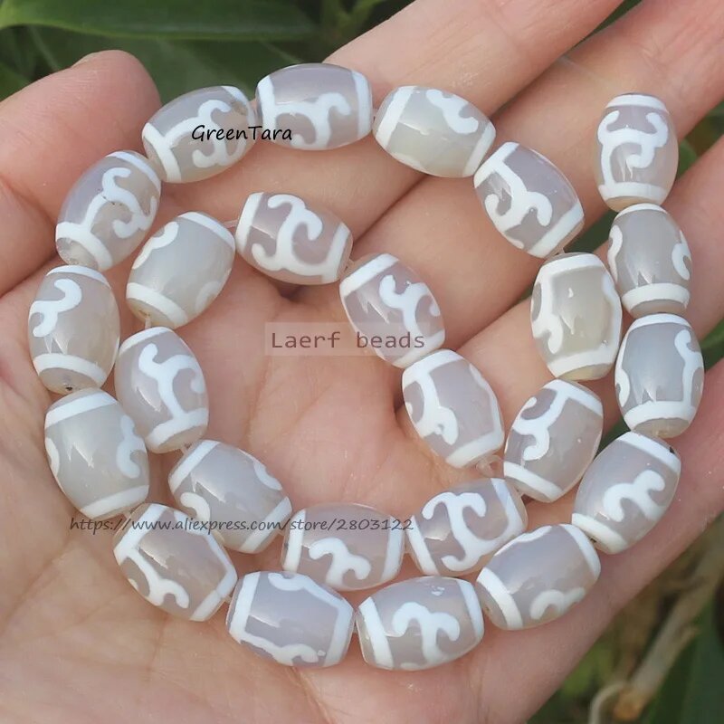 Белые агатовые бусины Дзи лаerf beads Белый, GreenTara
