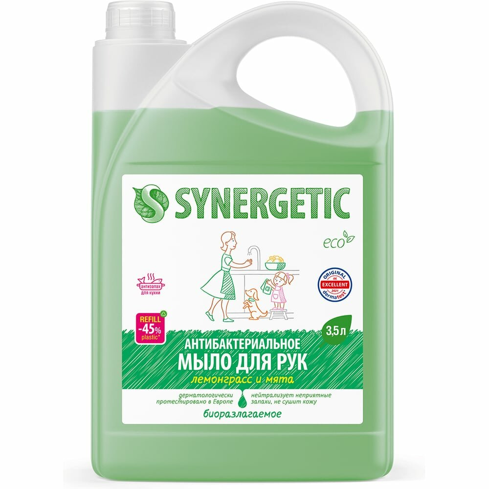 Жидкое антибактериальное мыло SYNERGETIC Лемонграсс и мята 3.5 л 105201