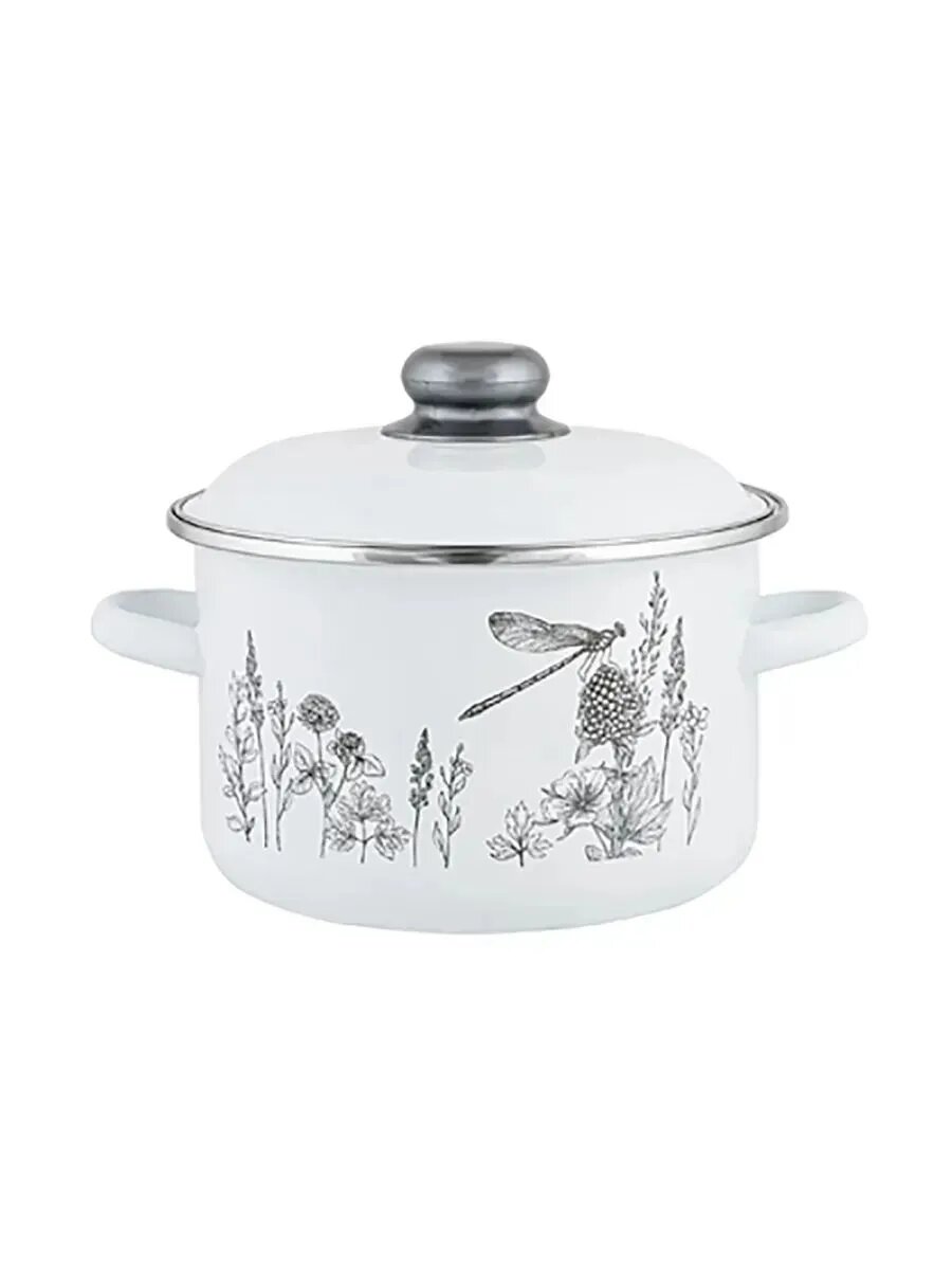 Кастрюля эмалированная с крышкой FLORA-2 5,5 л