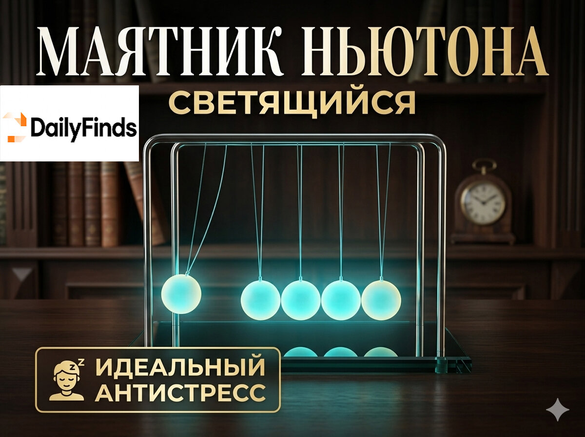 Маятник шары Ньютона / вечный двигатель / антистресс, светящийся