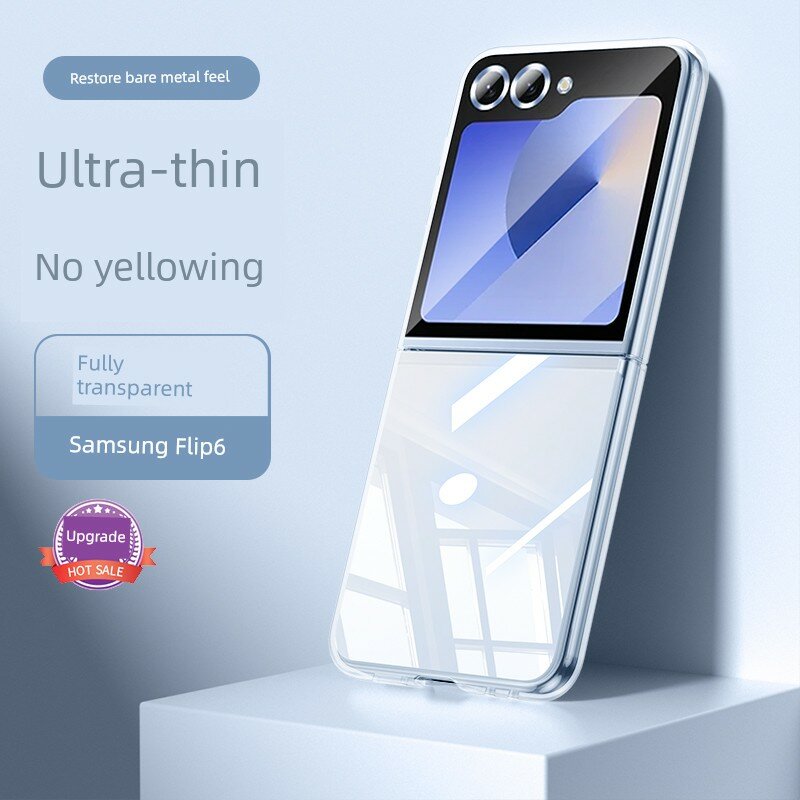 Смартфон Samsung Galaxy Z Flip6 Обновленный Прозрачный Чехол с Ледяным Кристаллом и Немецким Материалом Вакер