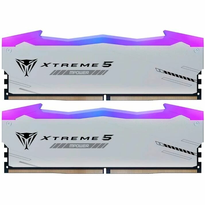 Оперативная память Patriot Viper Xtreme 5, DDR5, 32Gb (2x16GB), 6000MHz, CL30, DIMM, с радиаторами, RGb, серебристый
