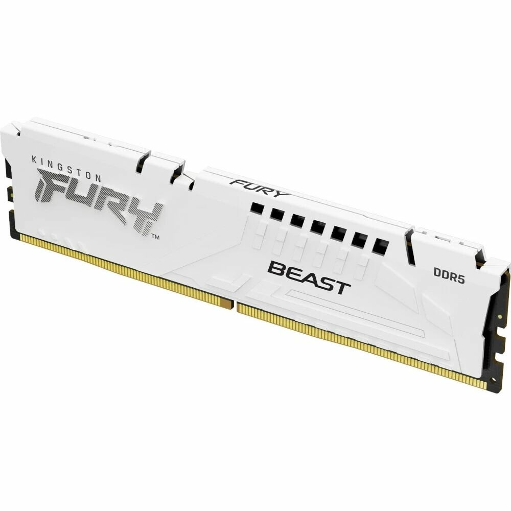 Оперативная память Kingston Fury Beast, DDR5, 16Gb (1x16GB), 5200MHz, CL40, DIMM, с радиатором, белый