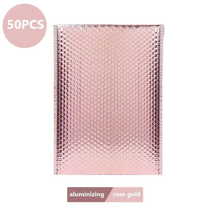 50шт Розовые пузырчатые конверты 15*20 см rose gold