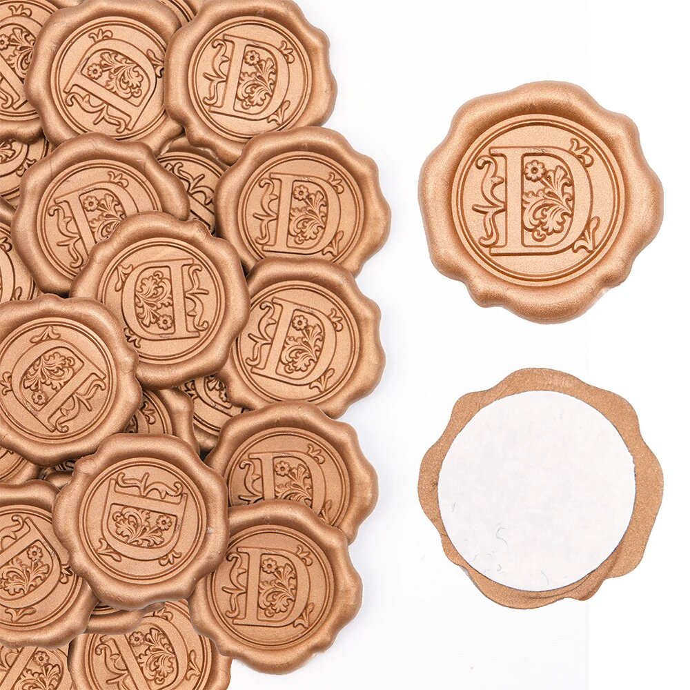 Винтажные сургучные наклейки с буквами, золотая печать 10pcs D