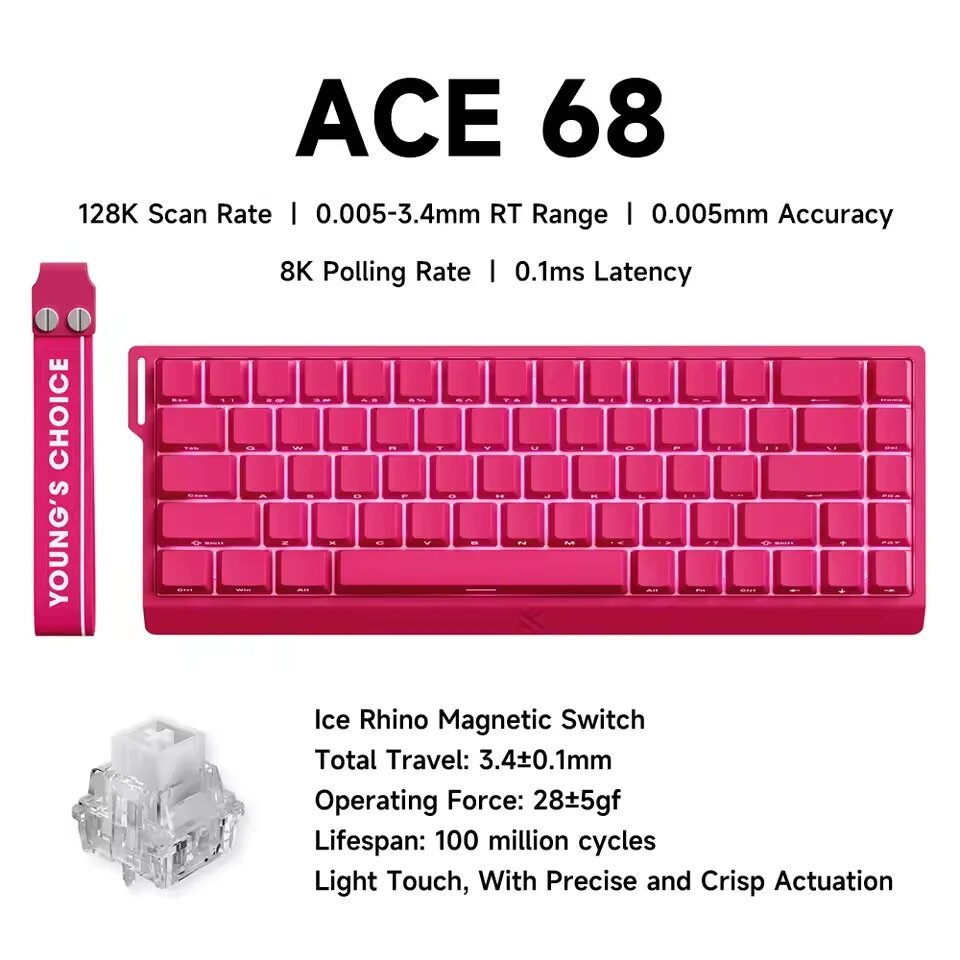 MCHOSE ACE 68 механическая игровая клавиатура 68 red Ice Rhino