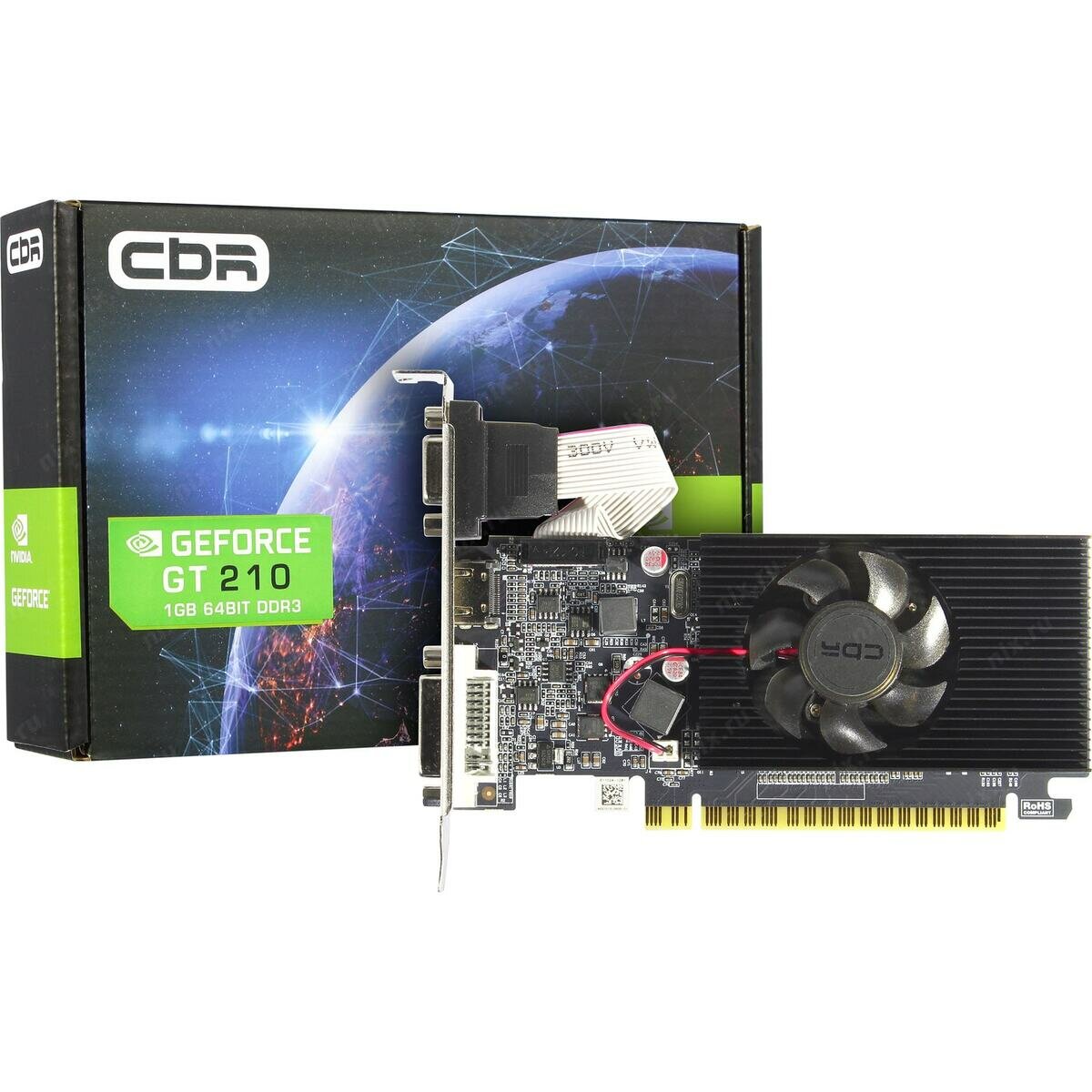 CBR VGA-STX210-1G-RTL (GeForce® 210) 1 Гб, DDR3, 64 бита, PCI Express, 1xHDMI,1xD-Sub,1xDVI-D
