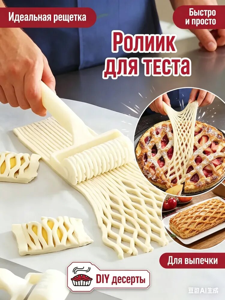 Нож кухонный для фигурной нарезки сеточкой / форма для выпечки и для запекания / ролик для теста лапшерезка
