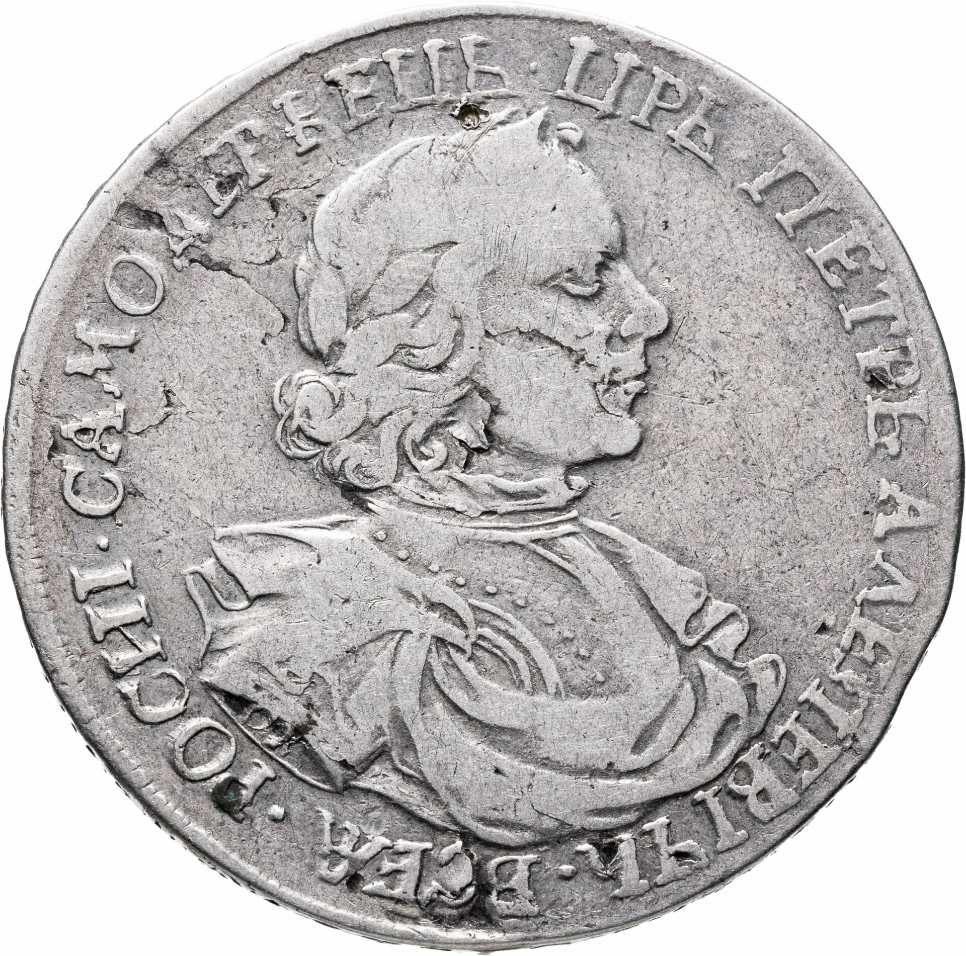 1 рубль 1718 OK заклёпки на груди, Серебро 728, в сохранности VF