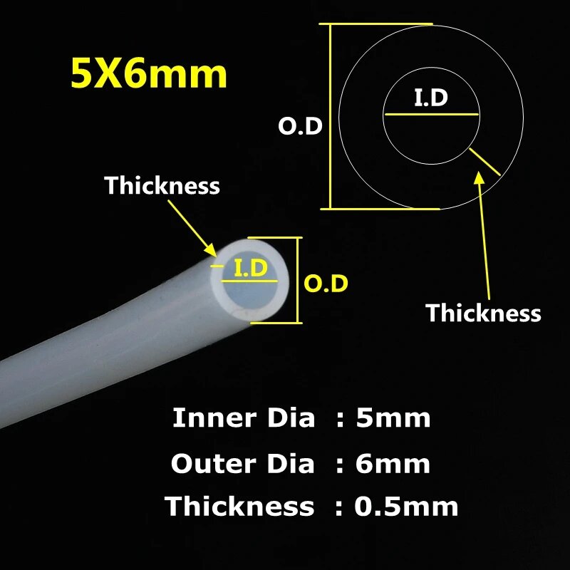 Прозрачный пищевой силиконовый шланг SHSMFC 5X6mm, 10 Meter