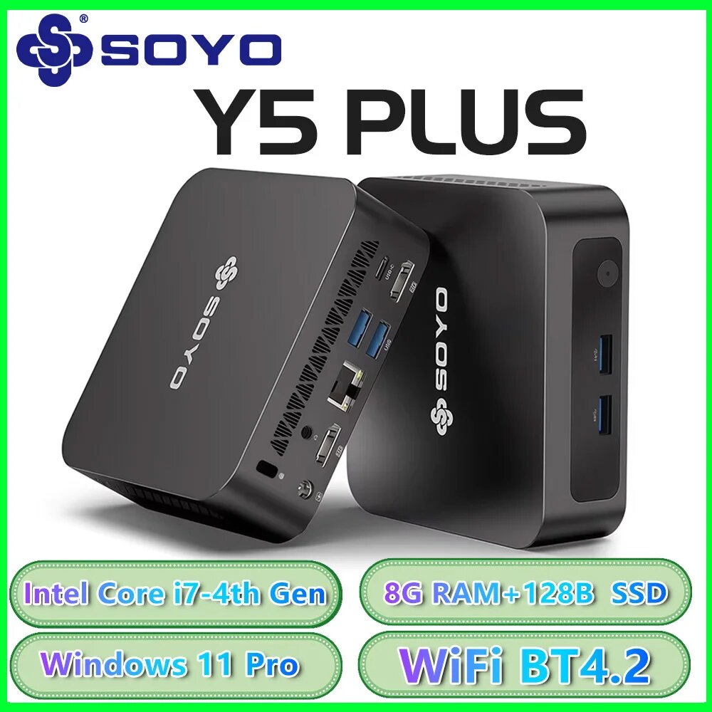Мини-ПК SOYO Y5AIR/Y5PLUS Intel i5/i7 8ГБ RAM 128ГБ ROM 8G 128GB i7 4600U, EU