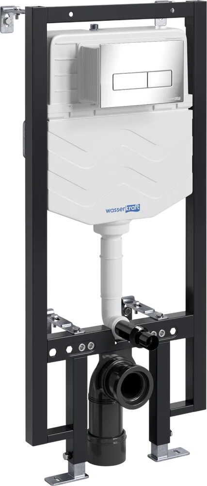 Инсталляция с кнопкой Wasserkraft Vils 56TLT.010. ME. CH03 50 см, крепление к стене/к полу, с регулировкой по высоте, кнопка для унитаза хром, глянцевая