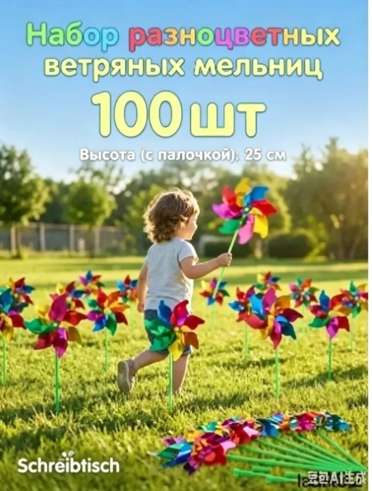 100шт. Детская вертушка игрушка с блёстками