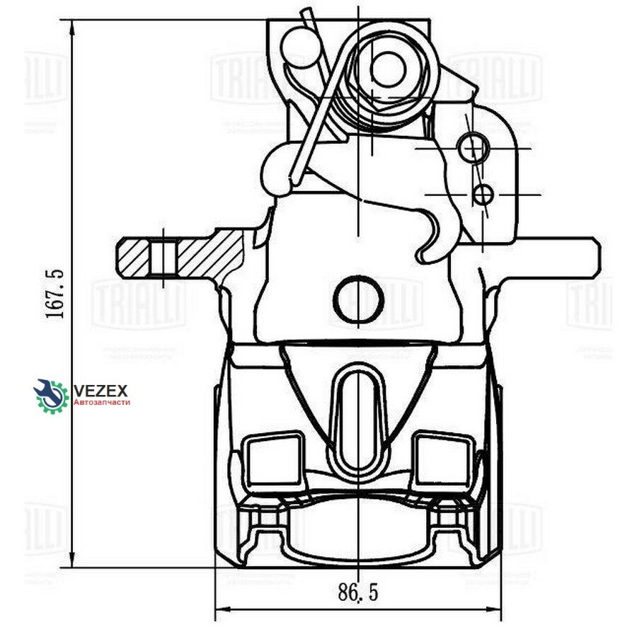 TRIALLI CF 205601 Суппорт торм. для а/м Suzuki Vitara (15-)/SX4 II (13-)/Swift (11-) зад. лев. d=34мм (CF 205601)