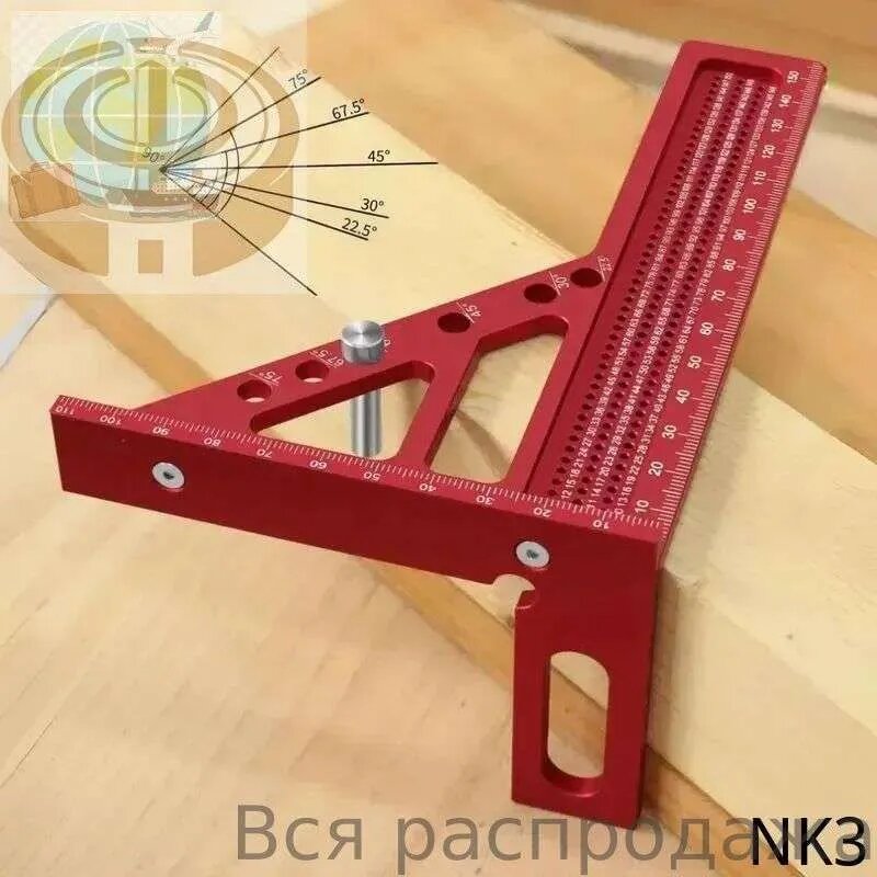 Линейка, угольник строительный 163мм, Алюминий