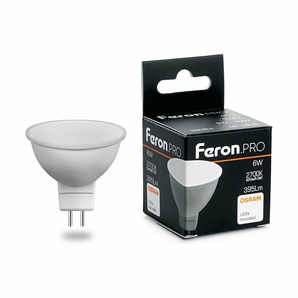 Светодиодная лампа FERON PRO LB-1606 MR16 G5.3 6W 2700K OSRAM LED 38083