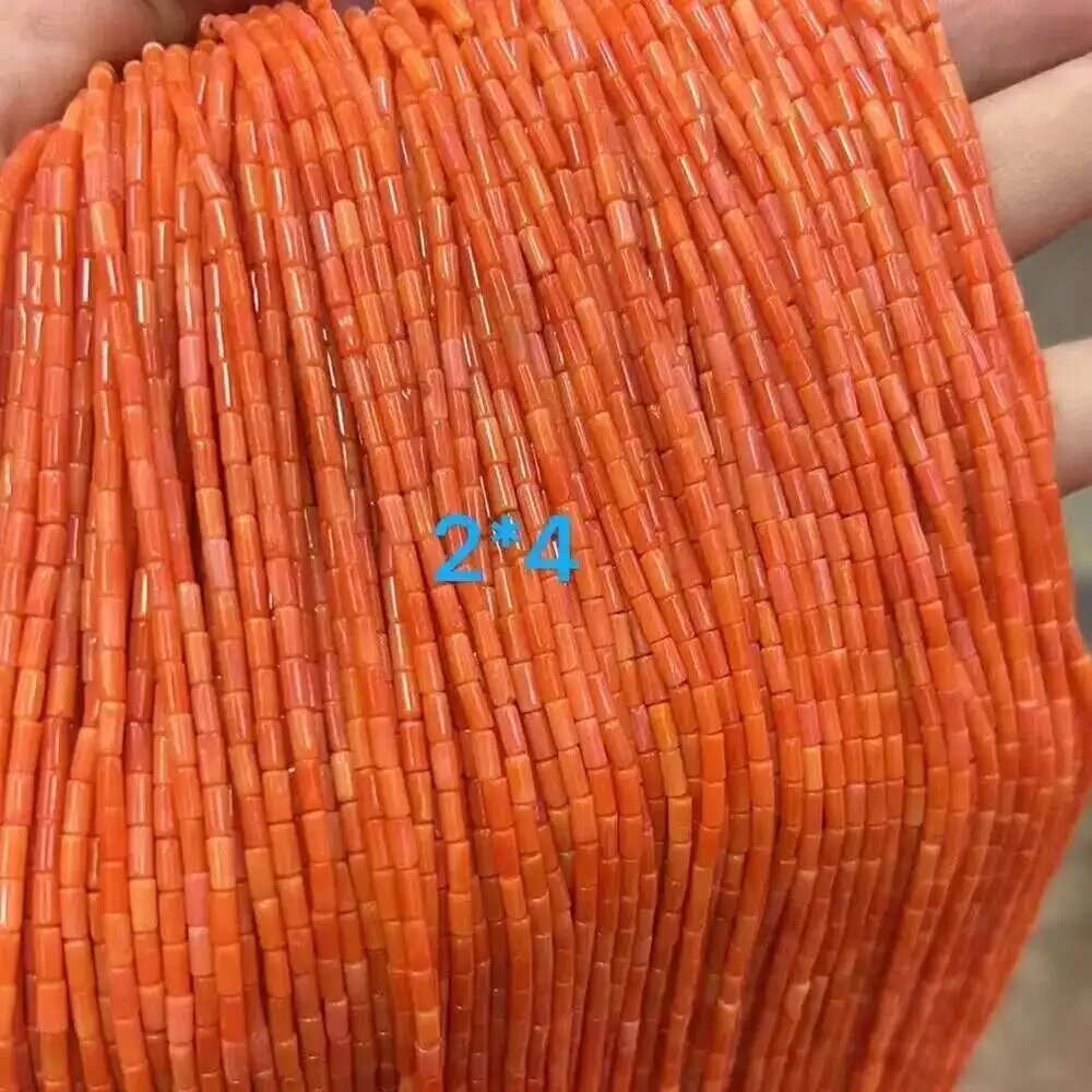 Оранжевые бусины из коралла 2x4 мм, 15 дюймов