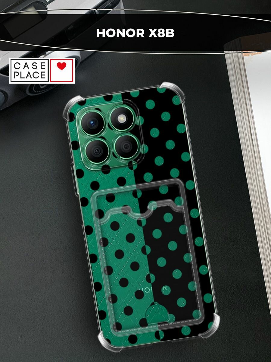 Чехол на Honor X8b (Хонор X8B) с картой и принтом Черный и белый горошек