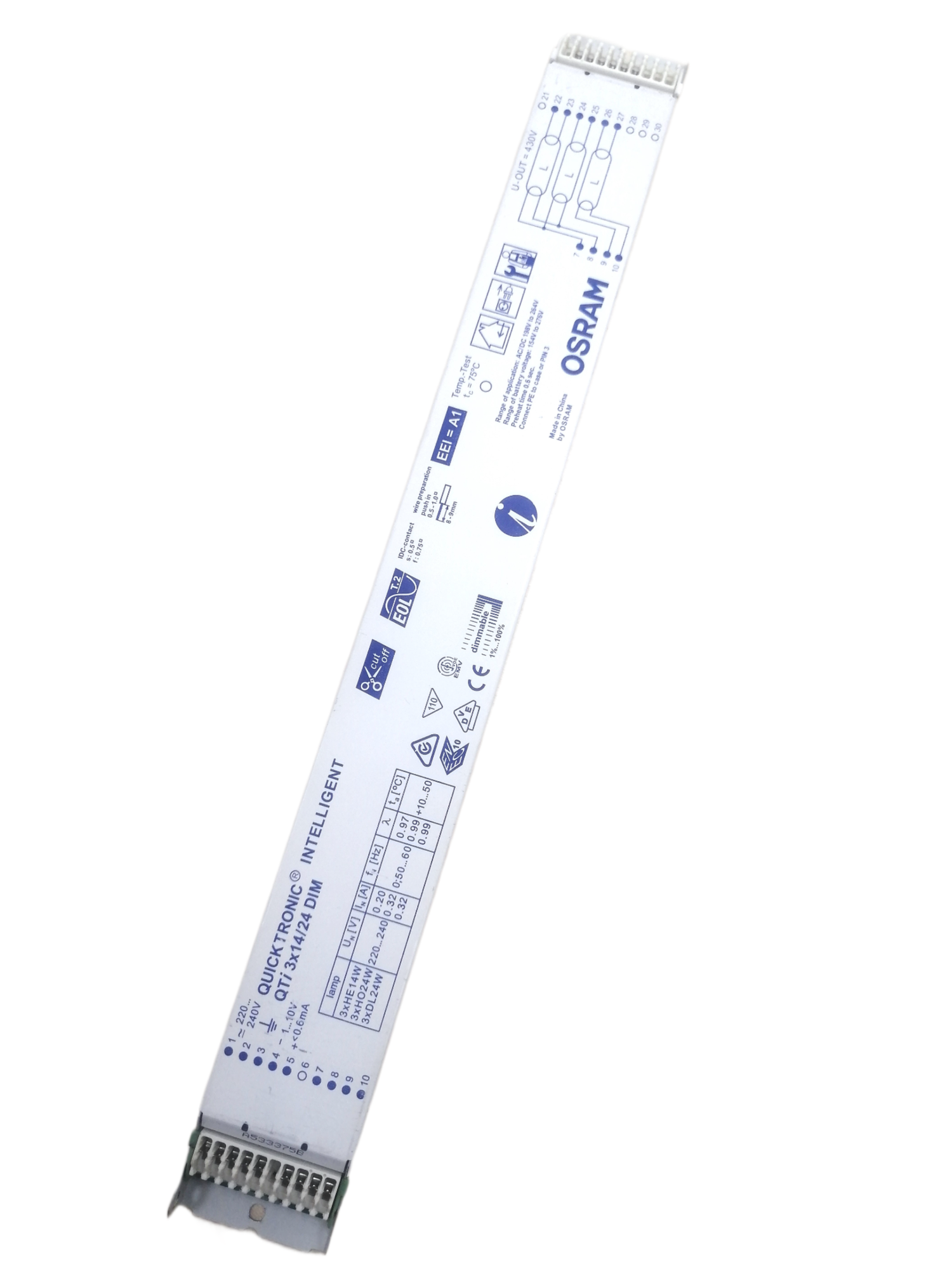 Электронный пускорегулирующий аппарат OSRAM QT i 3x14/24 220-240 DIM 1-10V 360x40x21 мм, диммируемый, 4008321069719