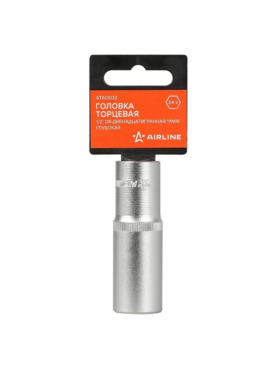 Головка торцевая 1/2"DR, двенадцатигранная, 19 мм, глубокая, L 78 мм AIRLINE ATAO032