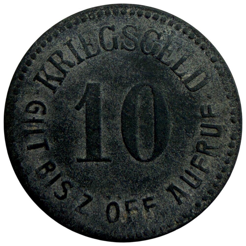Германия, Глатц 10 пфеннигов 1914-1924 гг. (Zn)