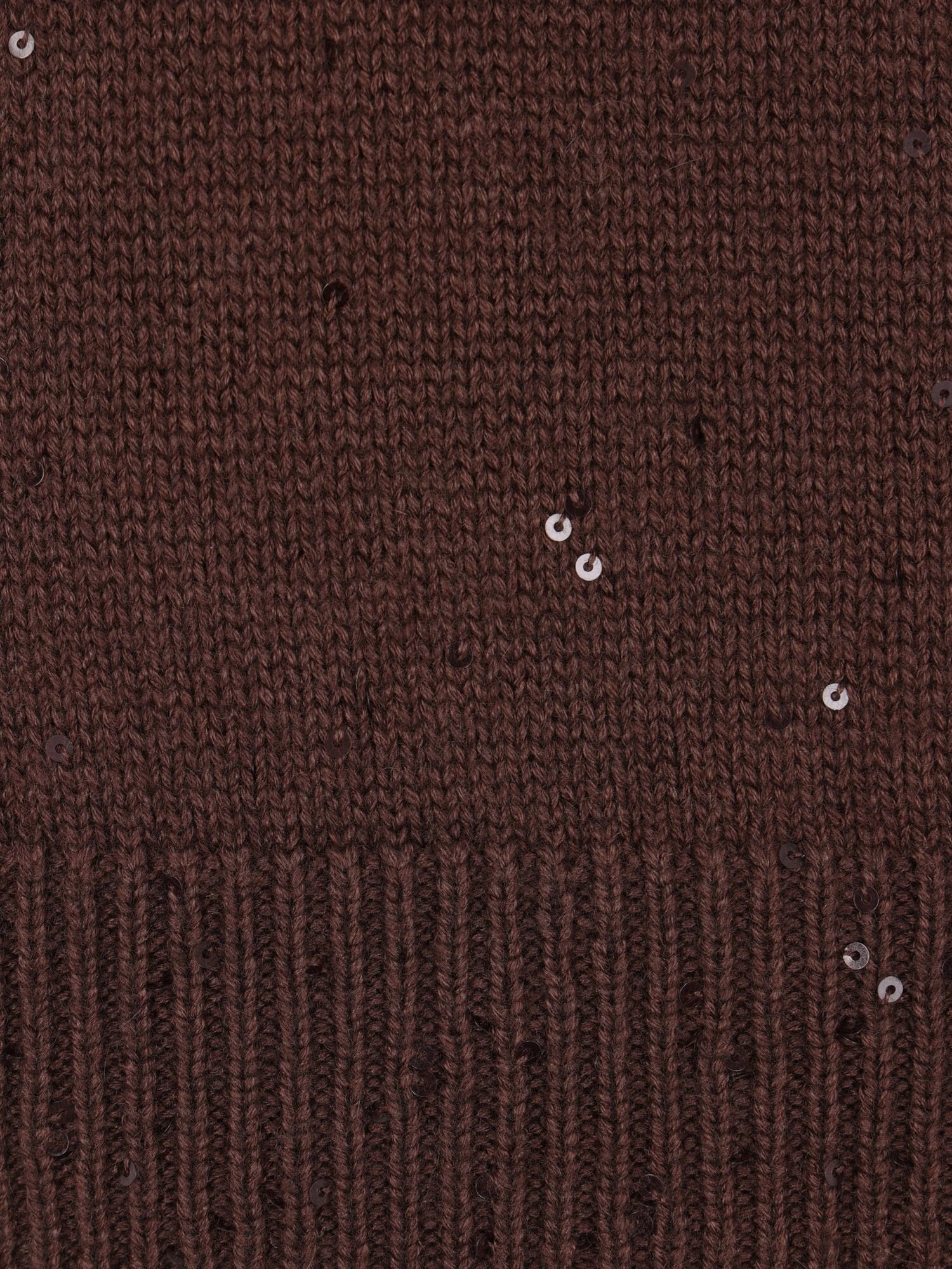 Свитер BRUNELLO CUCINELLI Sequin-embellished V-neck sweater, размер 44, , коричневый — фото 1