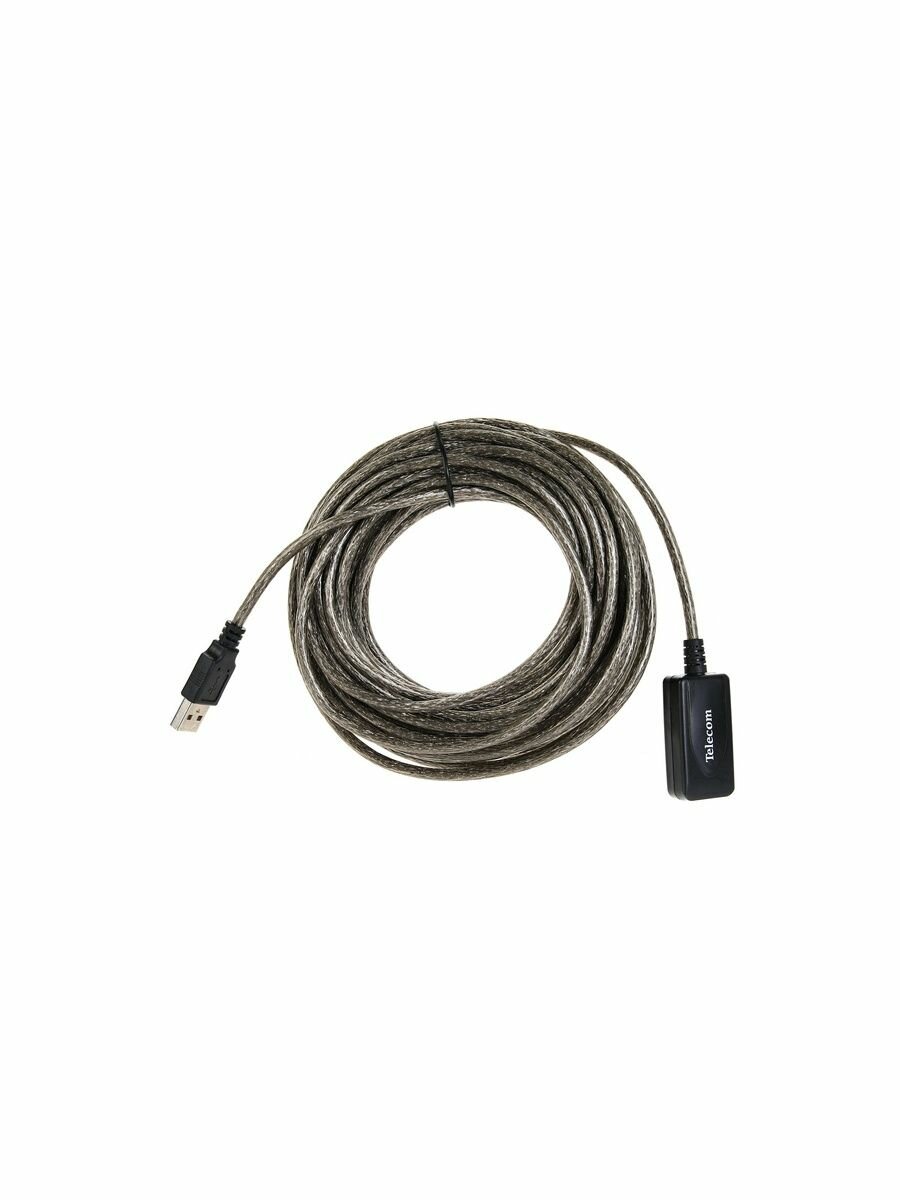 Активный удлинитель USB 2.0 A TELECOM 10 метров провод прозрачная оплётка кабель (TUS7049-10M)