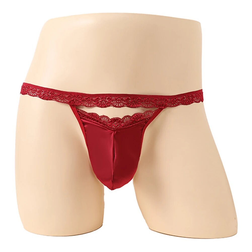 Мужские стринги из полиэстера красные Бордовый, XL, Red
