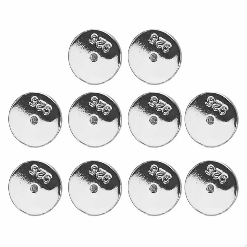Металлические застежки для сережек, упаковка из 10 штук Серый, 8mm, Серебряный, Silver