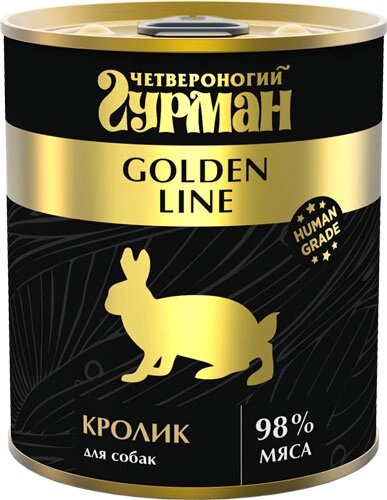 Консервы Четвероногий Гурман для собак Golden Кролик натуральный в желе 340г