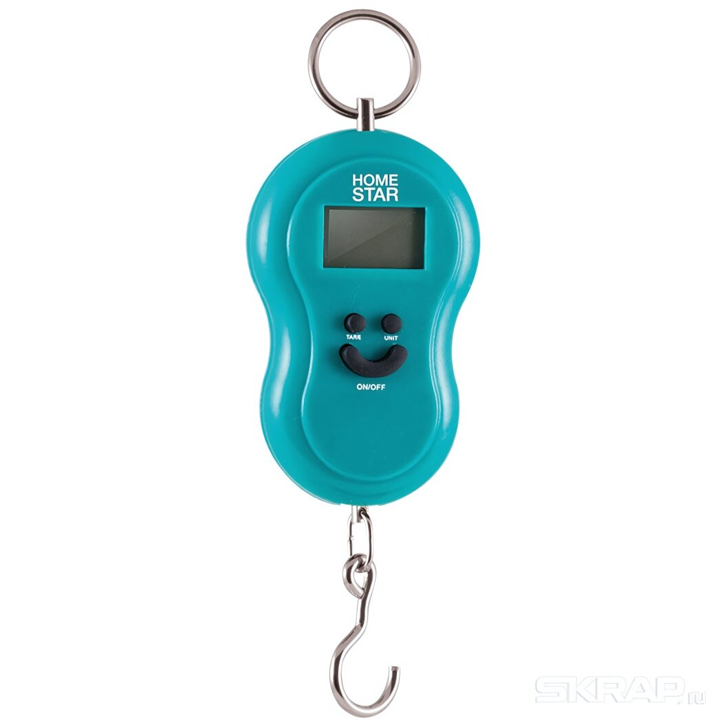 Весы-безмен электронные HOMESTAR HS-3003 до 50 кг с крючком, пластик, бирюзовый