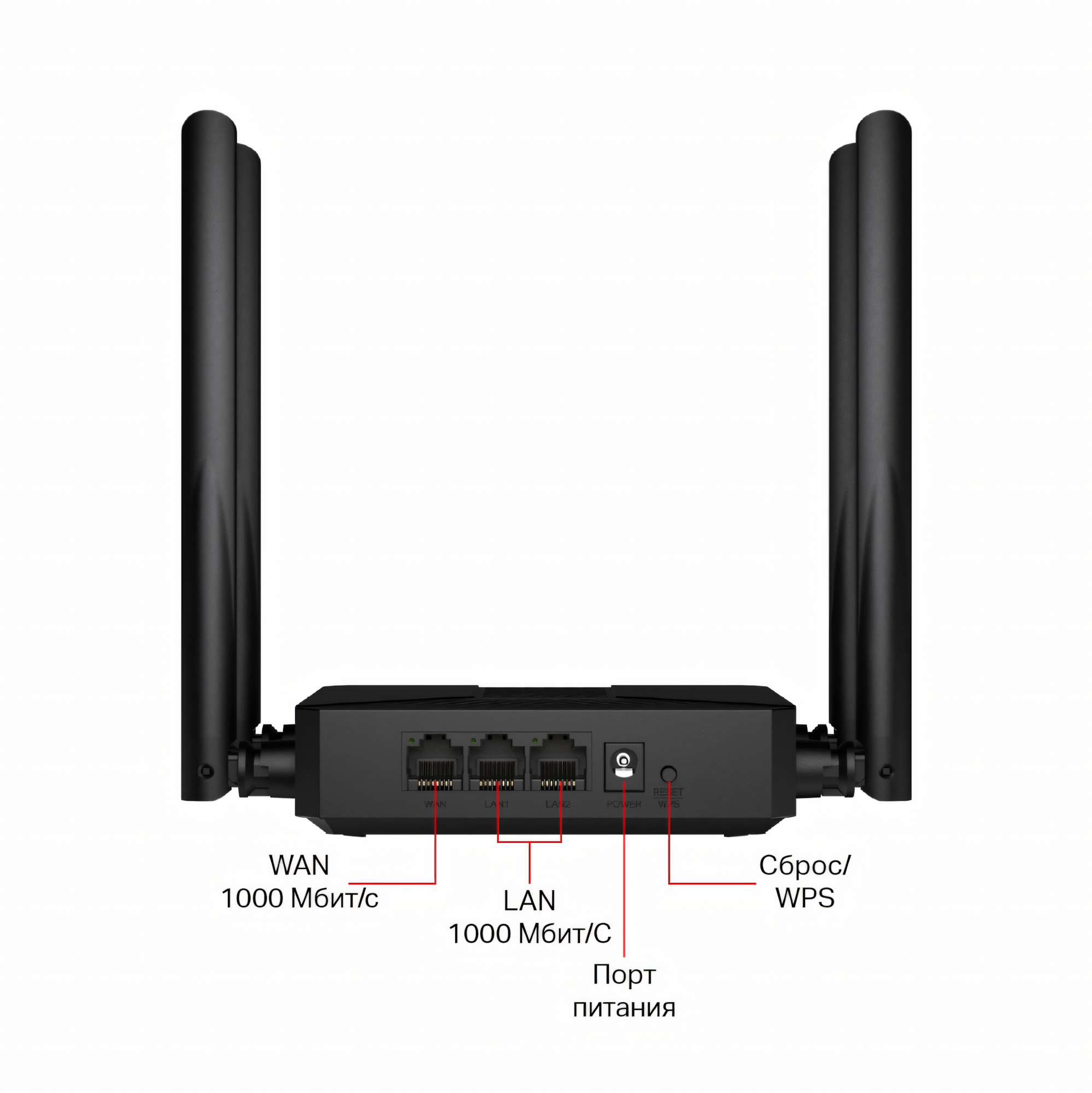 Роутер Mercusys MR62X 802.11a/b/g/n/ac/ax, 2.4/5 ГГц, AX1500, черный — фото 1