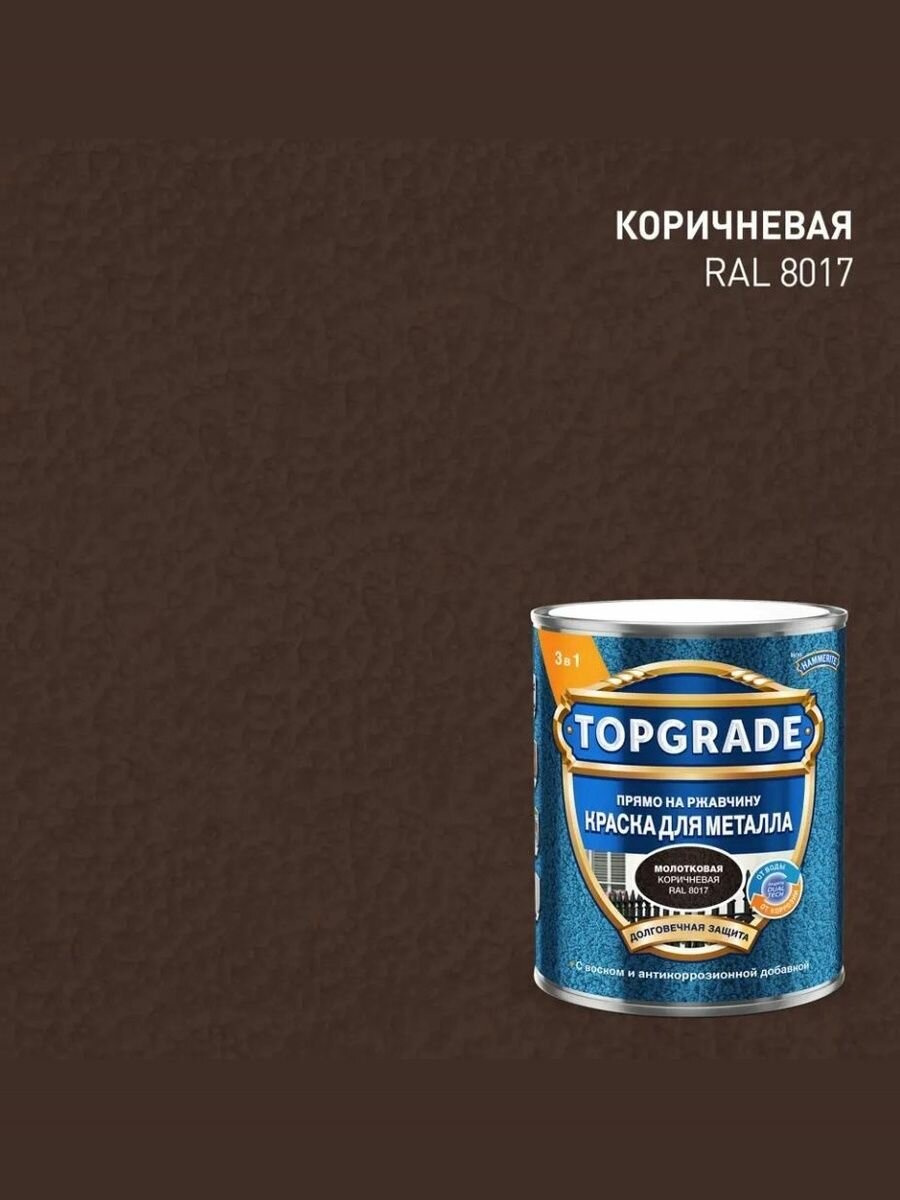 Краска для металла Topgrade гладкая глянцевая коричневая RAL 8017 0,75л