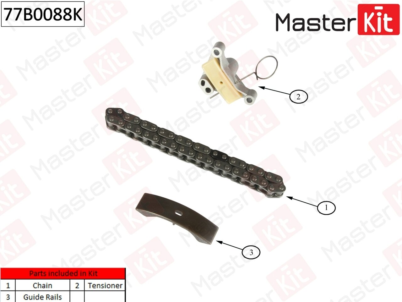 77B0088K Комплект цепи FORD 02- 2.0TDCI без звездочек ГРМ
