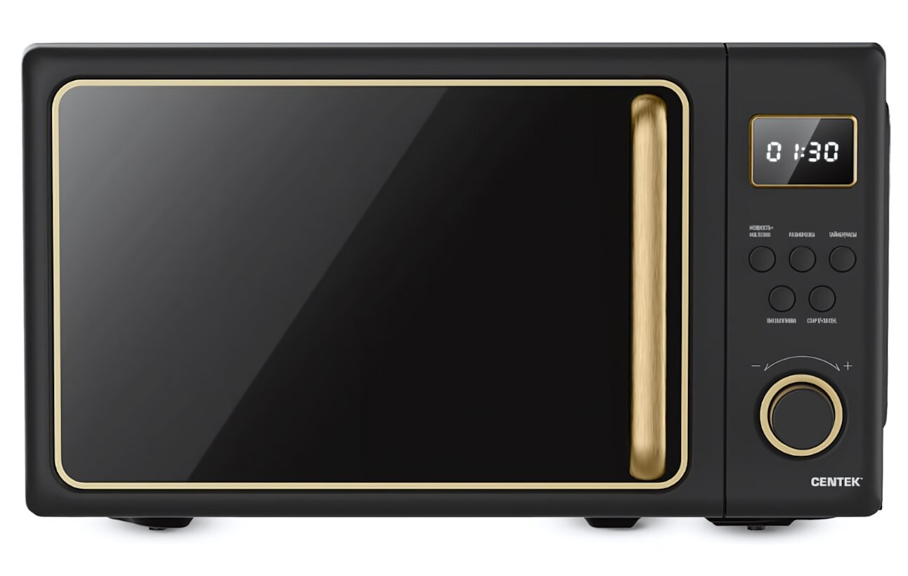 Микроволновая печь CENTEK CT-1565, 20л, 700Вт, 8 режимов, мех. управление, таймер, черный/золото
