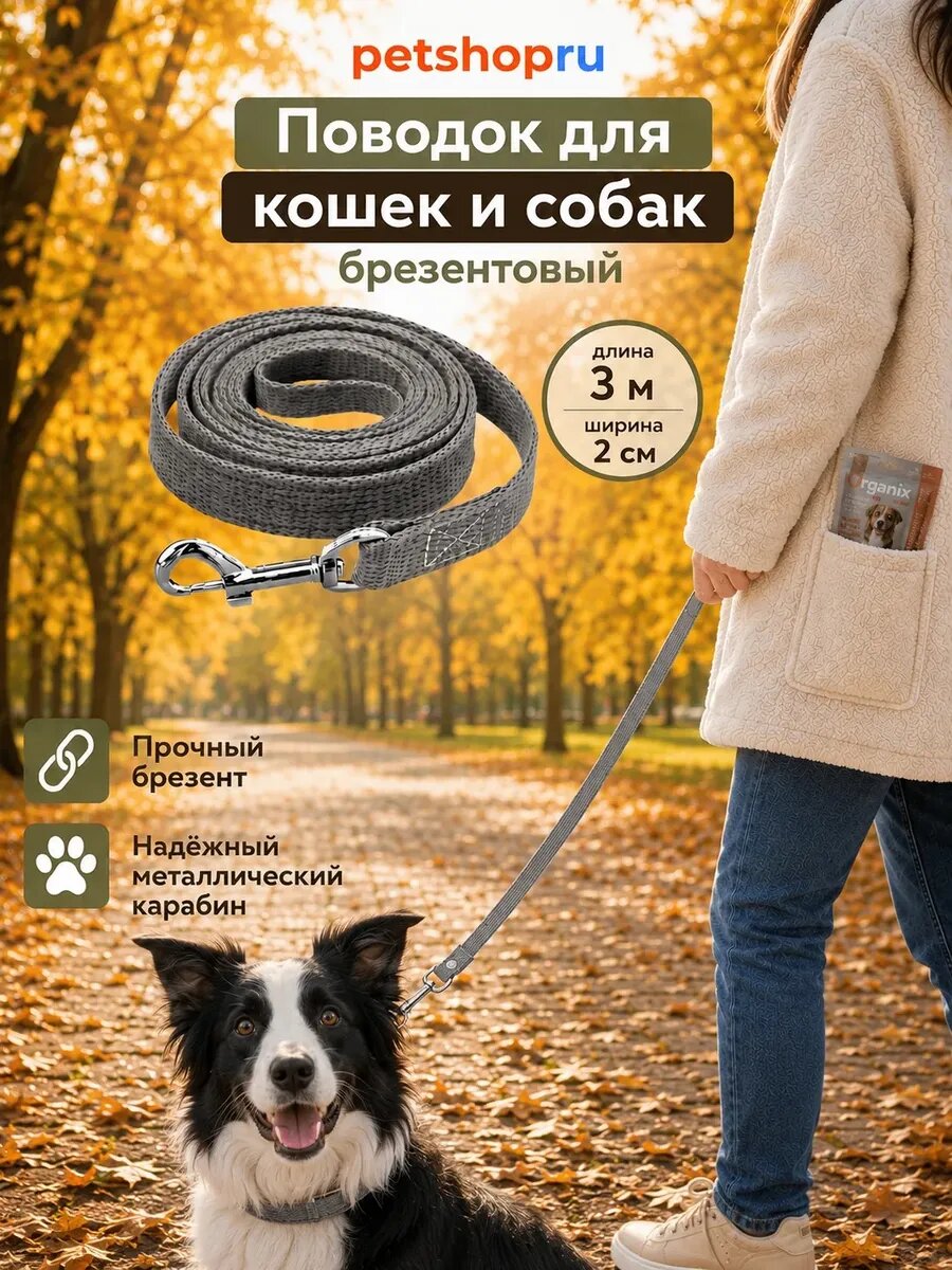 Yami Yami амуниция Поводок брезентовый легкий, импорт. карабин, 3 м * 2 см