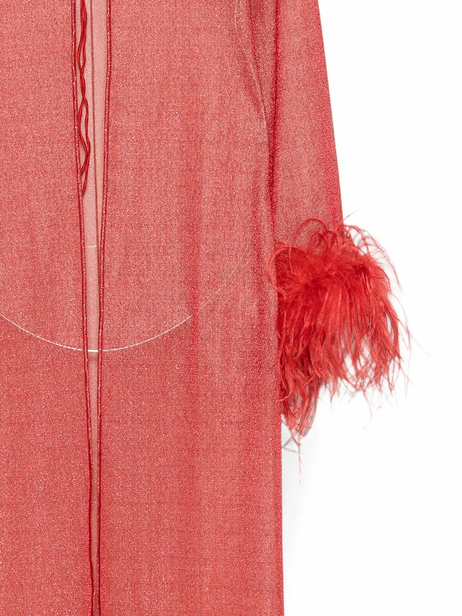 Накидка Oseree Feather-trim beach cover-up, размер 40, red — фото 1
