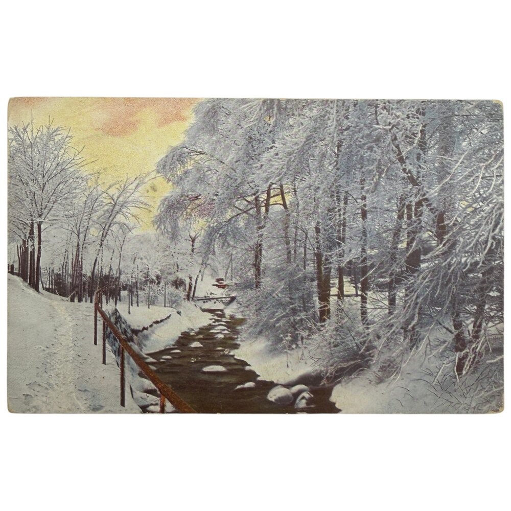 Почтовая открытка "Зимний ручей на рассвете" 1905-1910 гг. Германская Империя