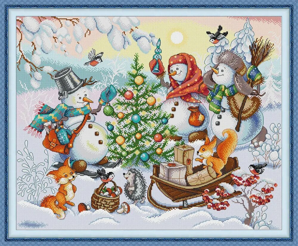 NKFвышивка крестом наборы, Схема на14CT "Снежная кукла",59*49CM