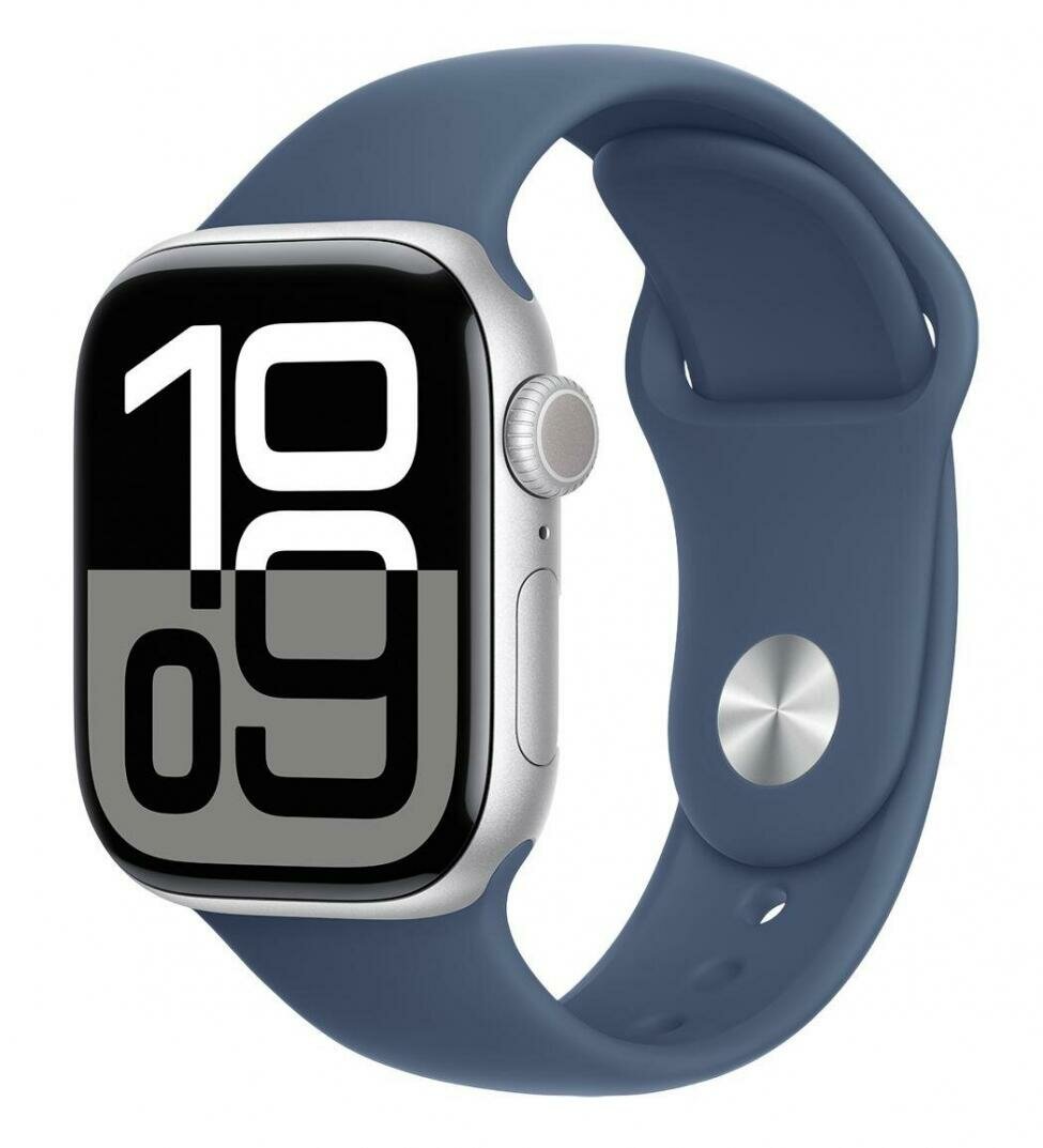 Умные часы Apple Watch Series 10 46mm Silver Aluminium Case With Denim Sport Band S/M