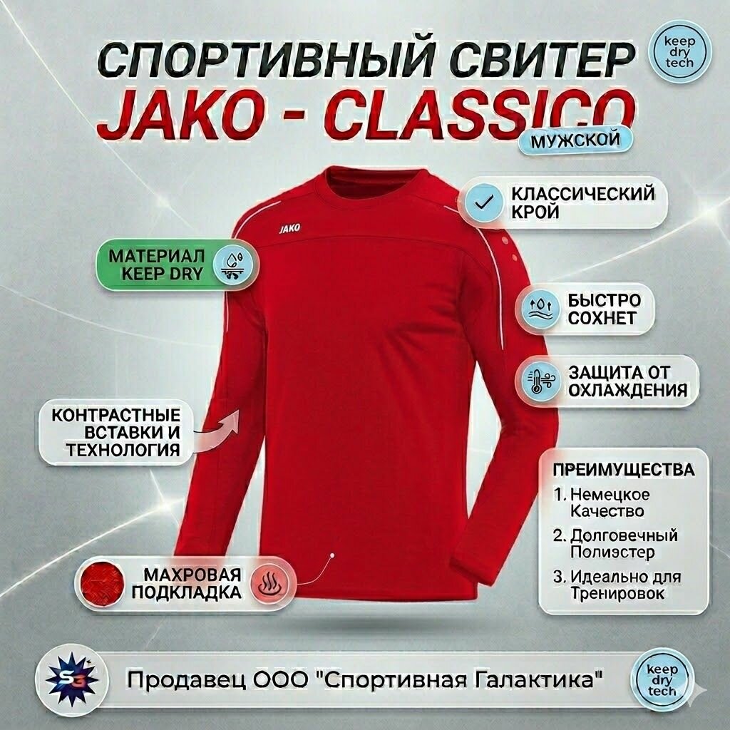 Толстовка спортивная JAKO Базовая коллекция