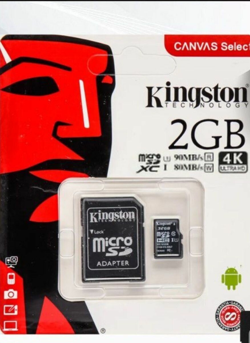 2 ГБ Карта памяти microSD, microSDXC (11mm22), Class 10, запись - 80 Мбайт/сек, чтение - 90 Мбайт/сек, Черный, карта памяти карта памяти - 1шт; адаптер SD - 1шт;