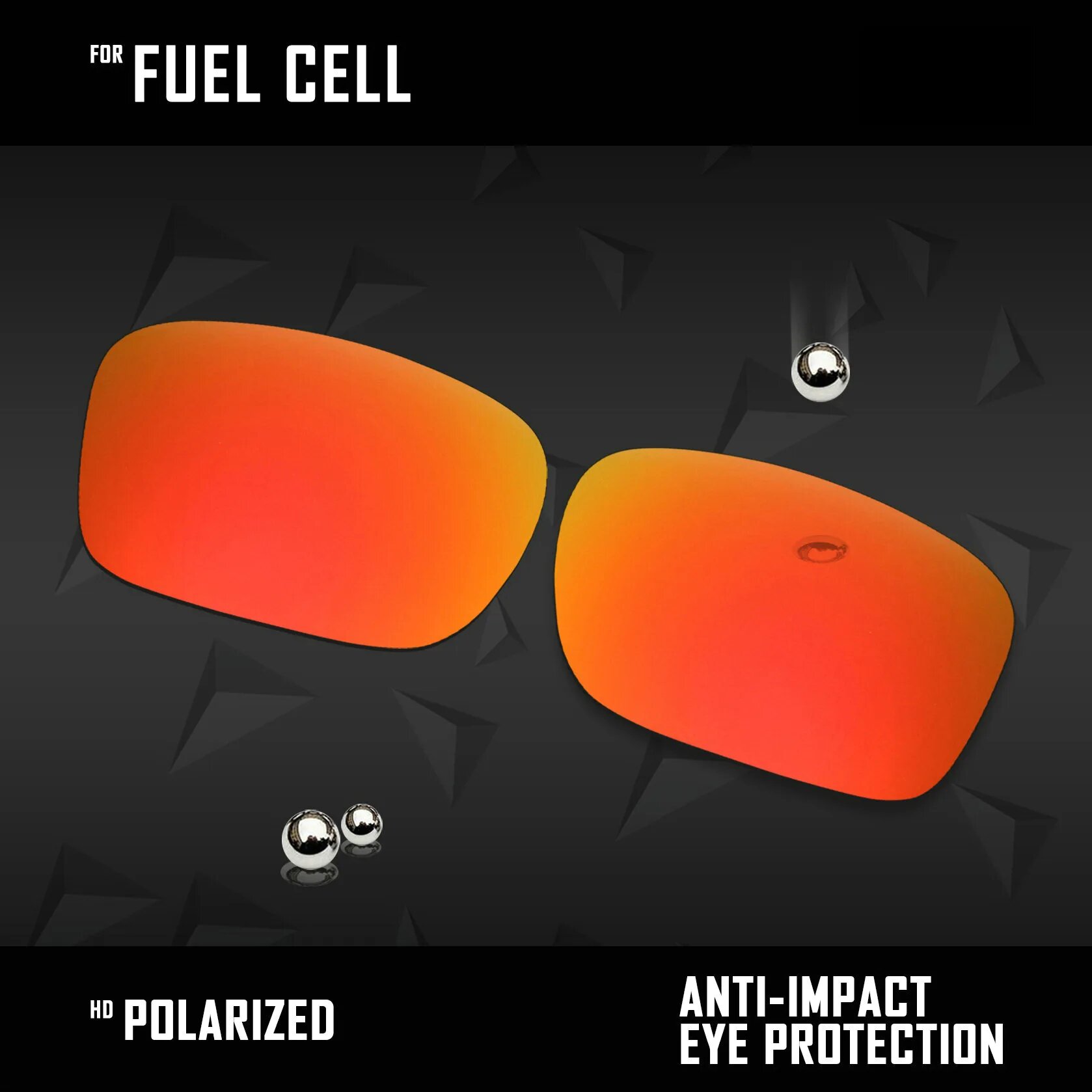 OOWLIT Линзы для Oakley Fuel Cell OO9096 Поляризованные Fire Red, Оранжевый